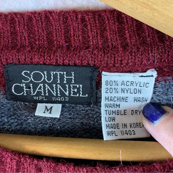 Vintage | Sweaters | Vintage 9s South Channel Mens Sweater Sz M Preppy ...